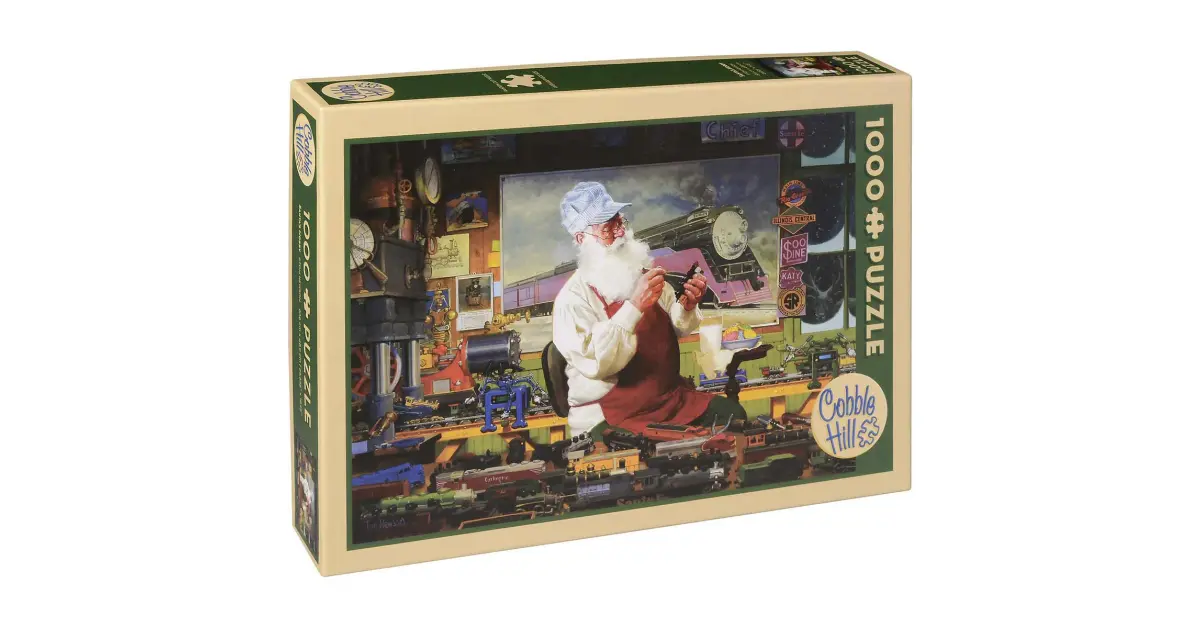 Пъзел Cobble Hill от 1000 части - Хобито на Дядо Коледа, Том Нюсъм ...